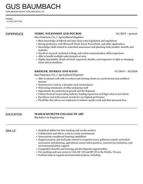 Agricultural Engineering Cv Sample At Nadia Arsenault Blog