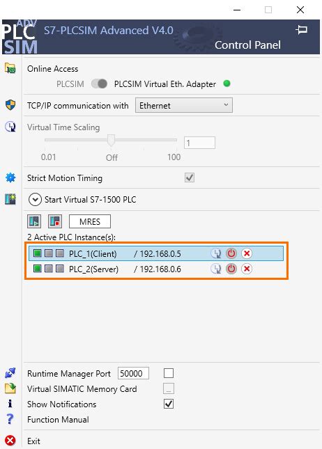 Simulating TCP IP Communications Using PLCSim Advanced