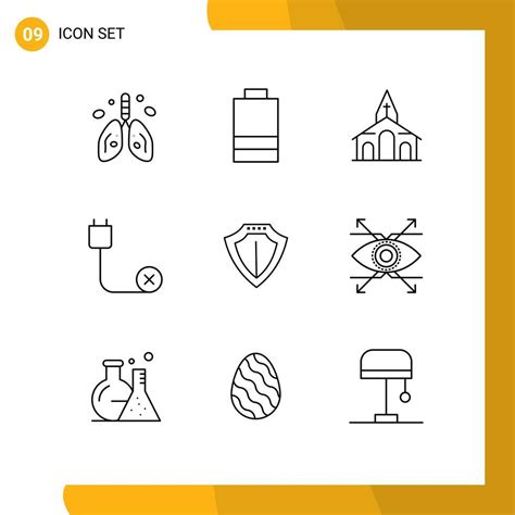 User Interface Pack Of 9 Basic Outlines Of Sheild Disconnected Building