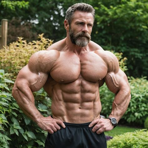 Muscular Daddy In The Garden Stable Diffusion Online
