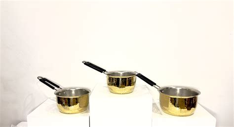 Handcrafted Brass Sauce Pan With Heat Resistant Handle Copper Brazier