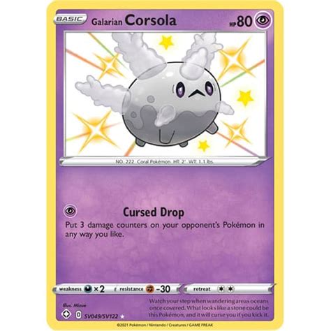 Pokemon Tcg Single Card Shining Fates Galarian Corsola Pack To