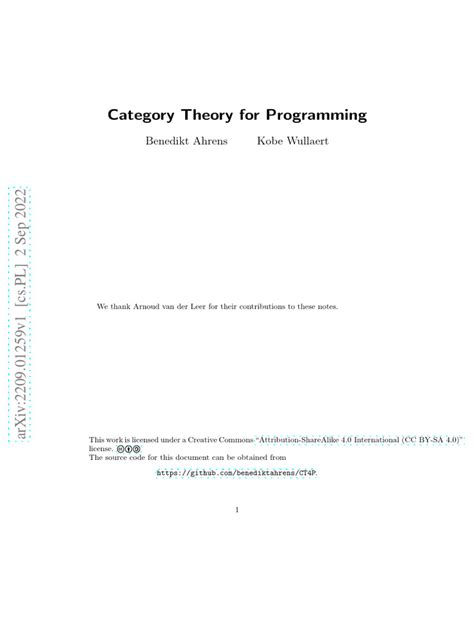 Category Theory For Programming Pdf Category Theory Mathematical