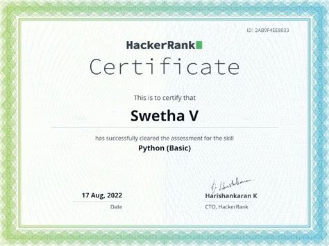 swetha venkatesan on linkedin hackerrank skill certificate