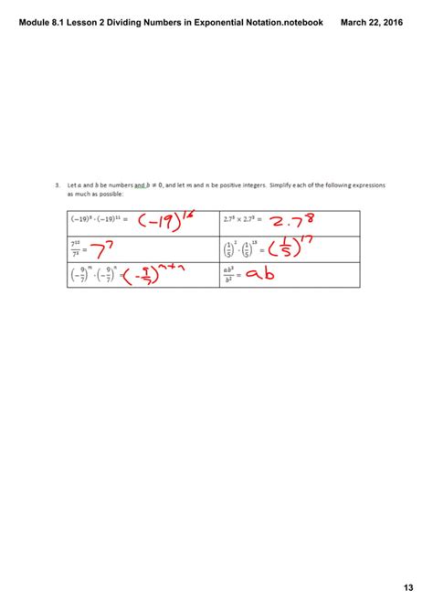 module 8 1 lesson 2 dividing numbers in exponential notation pdf