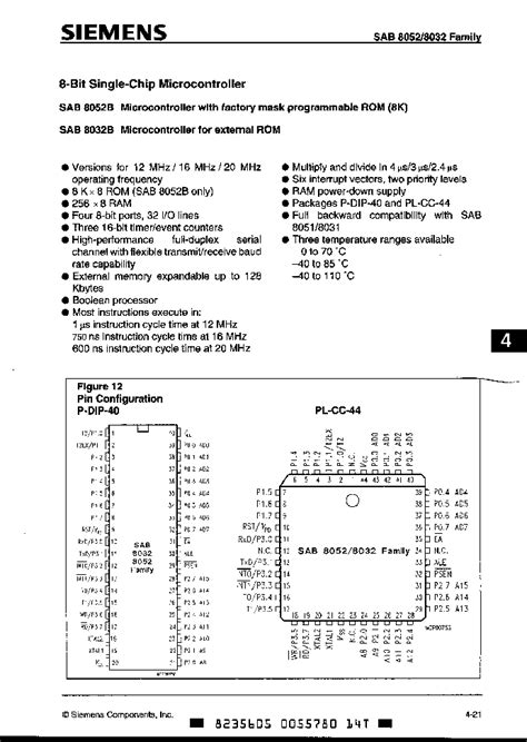Sab8032b P Datasheet118 Pages Siemens 8 Bit Sigle Chip Microcontroller