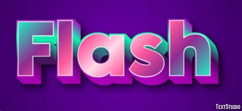 flash purple green and pink 3d text effect generator