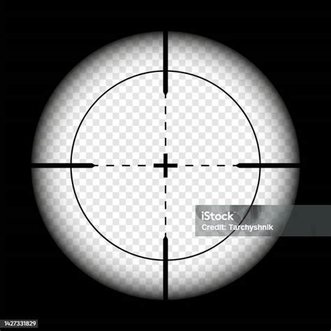 무기 시력 검은 배경에 저격 소총 광학 범위 십자선이있는 사냥 총 뷰파인더 조준 촬영 마크 기호 군사 대상 표지판 실루엣 게임 Ui 요소입니다 벡터 일러스트 레이 션 감시에