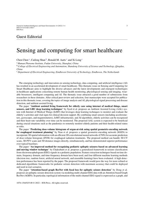 Pdf Guest Editorial Sensing And Computing For Smart Healthcare