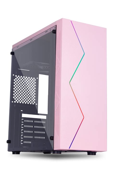 Pink Custom Design Pc Case Atx Computer Case With Led Strip Computer