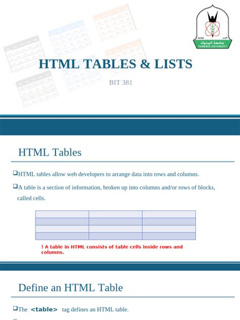 html tables lists pdf html element html