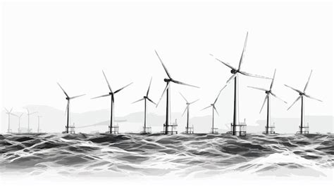 Offshore Wind Turbines Flat Vector Isolated Illustration Premium Ai