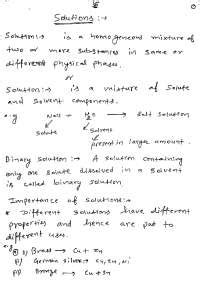 Solutions Chemistry Docsity