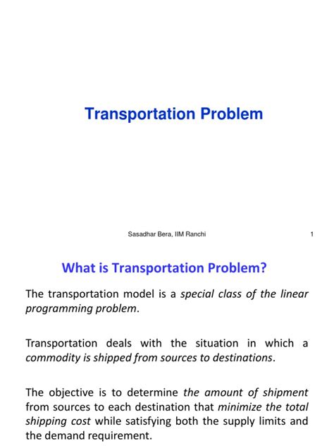 03a transportation problem pdf linear programming areas of