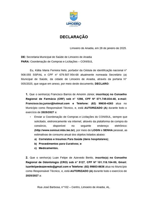 Minuta De Declaração De Autorizaçãodocx Pdf