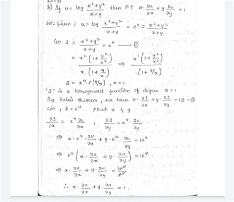 2 If Ulogxyx2y2 Then P Tx⋅∂x∂u Y∂y∂u 1 Solgiven Ulogxyx2y2