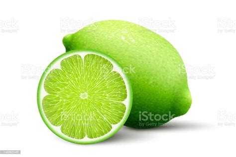 전체 석회와 반 석회 녹색 레몬 사실적인 3d 벡터 일러스트 레이 션 흰색 배경에 고립 레몬에 대한 스톡 벡터 아트 및 기타 이미지 Istock