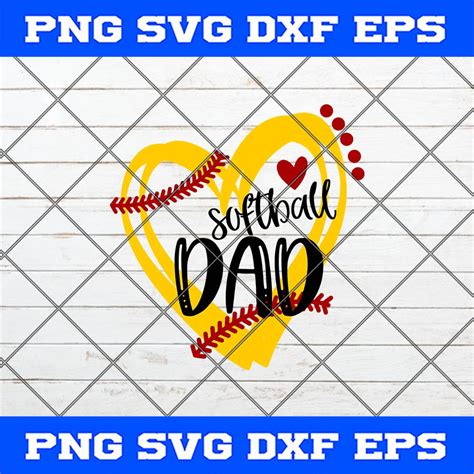 Softball Dad Svg Dad Baseball Svg Heart Frame Softball Svg Png Dxf