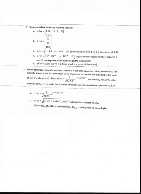 Solved 2 Vector Variables Make The Following Variables A
