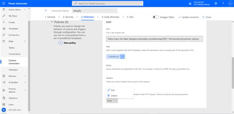 4 In The Request Area Choose Body Then Edit