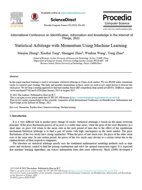 Statistical Arbitrage With Ml 1721555596 Pdf Artificial Neural