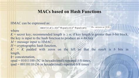 Macs Based On Hash Functions Macs Based On Block Ciphers Pptx