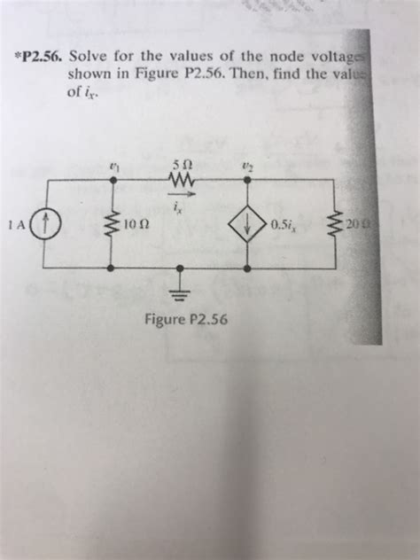 solved p2 56 solve for the values of the node voltage