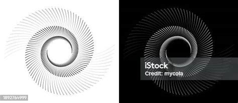 원 안에 선이 있는 추상적인 배경 아트 디자인은 로고 또는 아이콘으로 나선형입니다 흰색 바탕에 검은색 그림과 검은색 면에 똑같이 흰색 그림 개념에 대한 스톡 벡터 아트 및