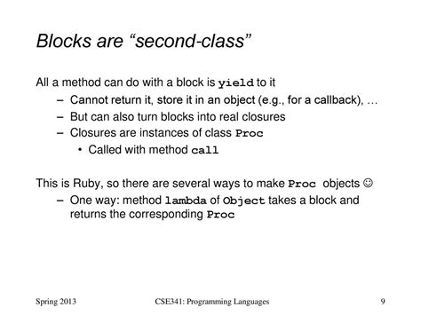 Cse341 Programming Languages Lecture 20 Arrays And Such Blocks And