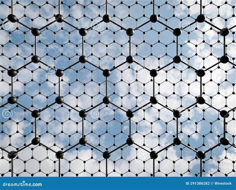 3d Render Of A Molecular Model Of Two Layers Of Graphene Against A