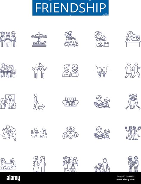 Friendship Line Icons Signs Set Design Collection Of Bonding