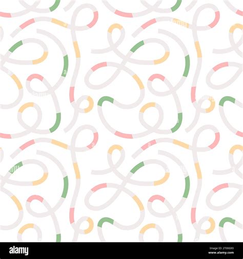 Seamless Pattern Of Colorful Abstract Squiggles Print Continuous Line Scribble Spiral And Wavy