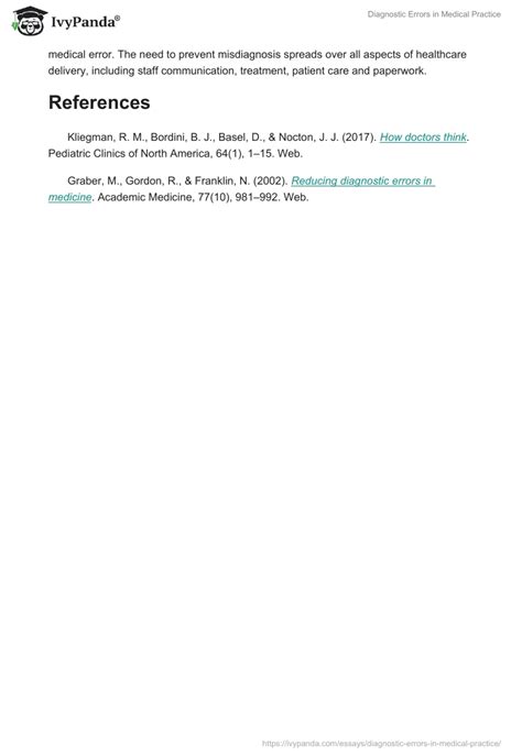Diagnostic Errors In Medical Practice 1113 Words Essay Example