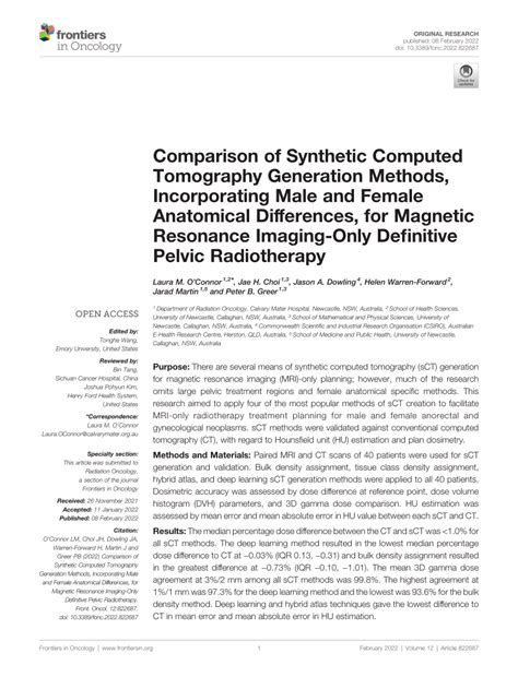 Pdf Comparison Of Synthetic Computed Tomography Generation Methods