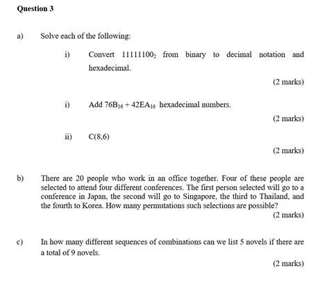 Solved Question 3 A Solve Each Of The Following I Convert Chegg Com