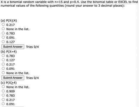 solved x is a binomial random variable with n 15 and p 0 4