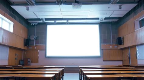 Premium Photo Large White Screen In Classroom