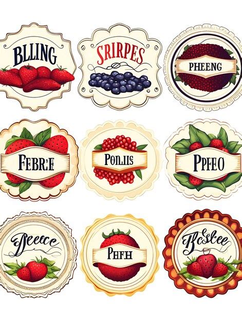 Premium AI Image Pie Label Vintage Pie And Berries Red And Yellow Colors Scri 2D Label Vintage
