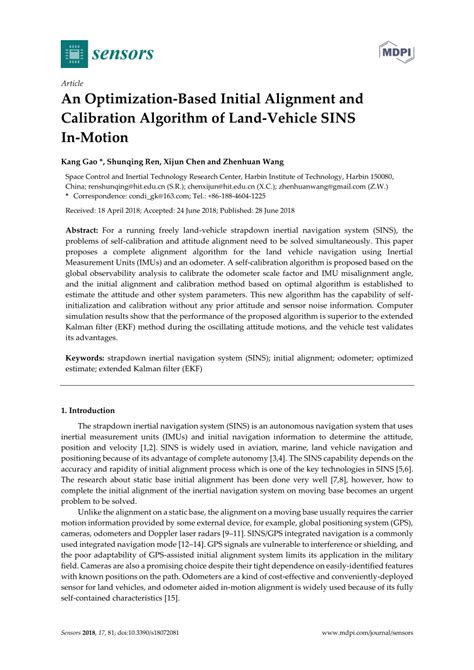 pdf an optimization based initial alignment and calibration algorithm