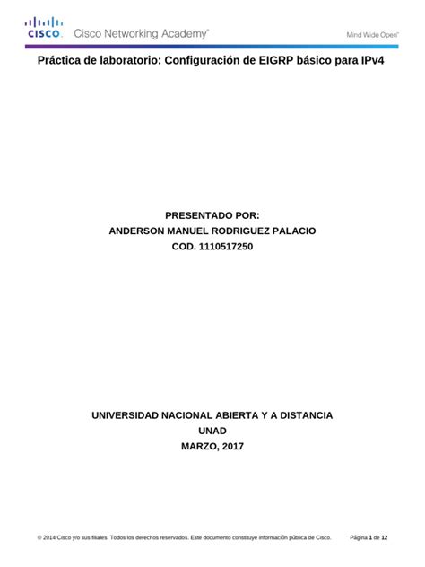 7 2 2 5 lab configuring basic eigrp for ipv4 pdf enrutador