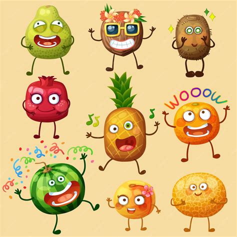 Premium Vector Funny Fruit Characters Isolated On Background