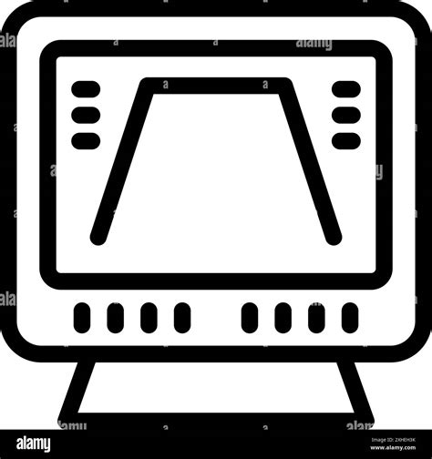 line art icon of a computer screen displaying a decreasing line graph