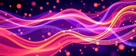 Colorful Abstract Waves With Glowing Particles Create A Vibrant Visual Effect In A Digital Art
