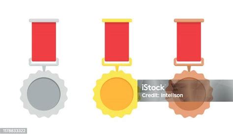 금메달 은메달 동메달 1위 2위 3위 빨간 리본트로피 플랫 스타일 스톡 벡터 1위에 대한 스톡 벡터 아트 및 기타 이미지