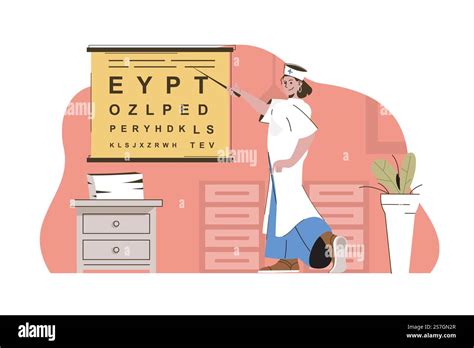 Optometrist Services Concept Doctor Checks Visual Acuity Prescribes Glasses Situation