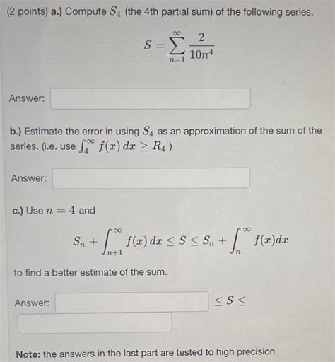 solved 2 points a compute s4 the 4 th partial sum of