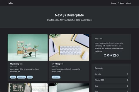 Blue Dark Nextjs Theme Blog Starter Tailkits