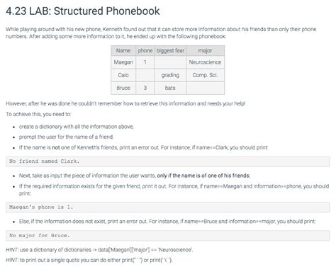 Solved 4 23 LAB Structured Phonebook While Playing Around Chegg Com