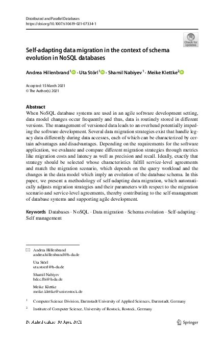 Pdf Self Adapting Data Migration In The Context Of Schema Evolution