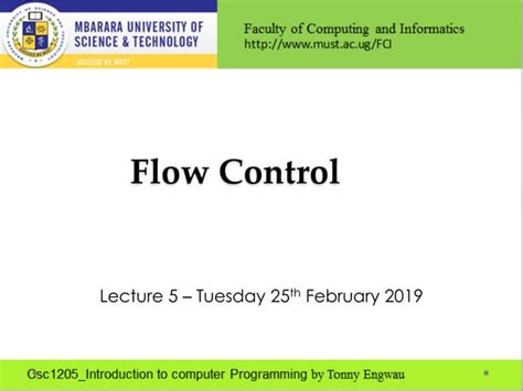 introduction to computer programming c csc1205 lec5 flow control ppt